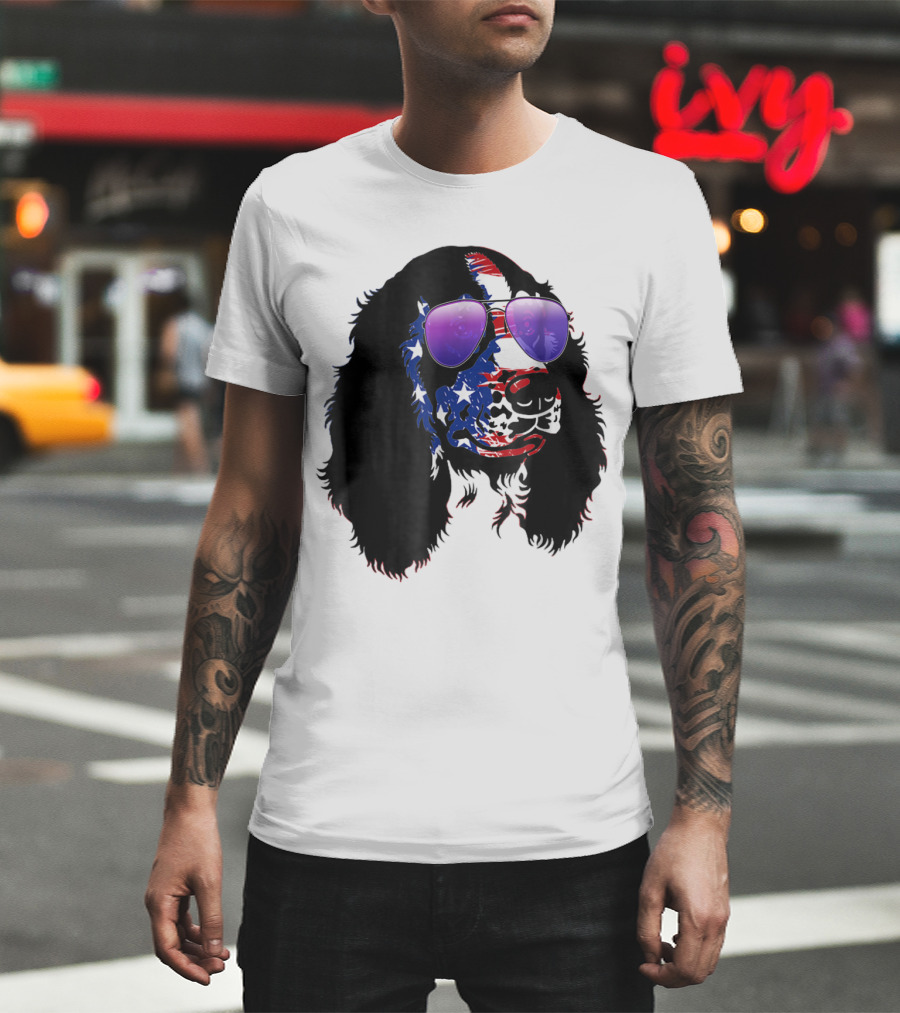 US Flag English Springer Spaniel With Sunglasses T-Shirt