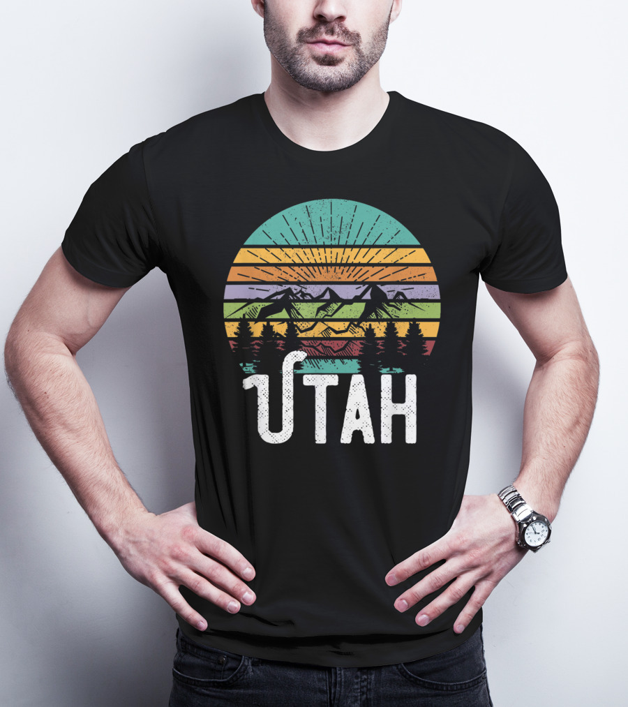 UTAH Vintage Mountain 70's 80's Style Retro Sunset Landscape T-Shirt