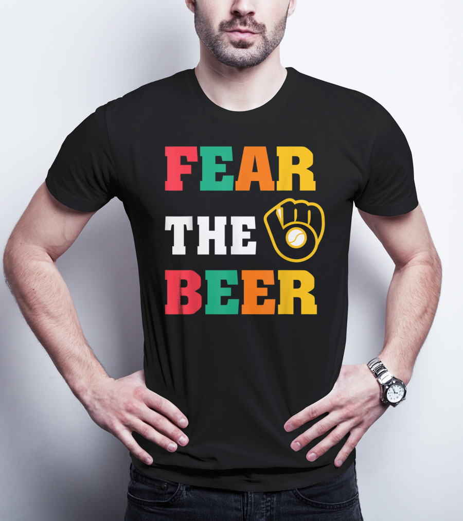 Fear The Beer Brewers Vintage Baseball Glove T-Shirt