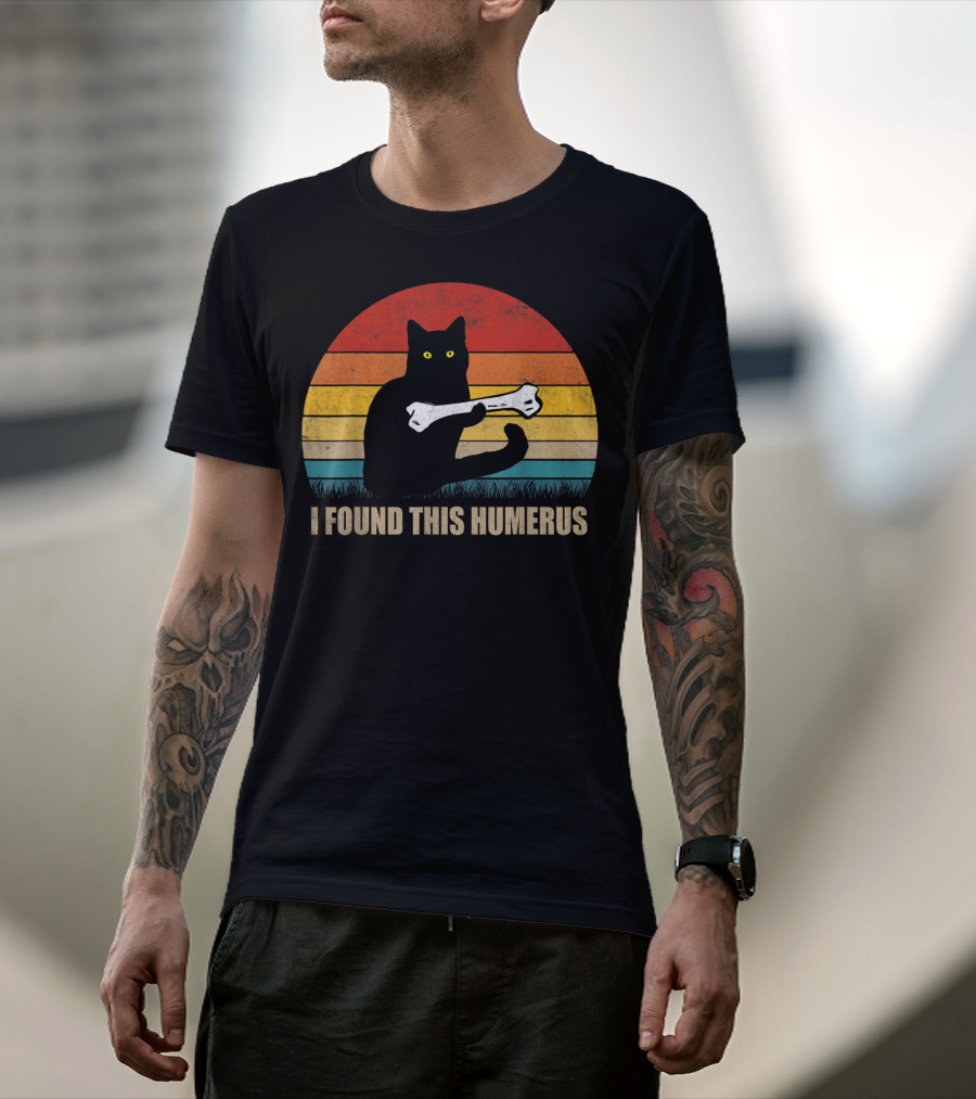 Vintage I Found This Humerus Cat Lover Retro Sunset T-Shirt