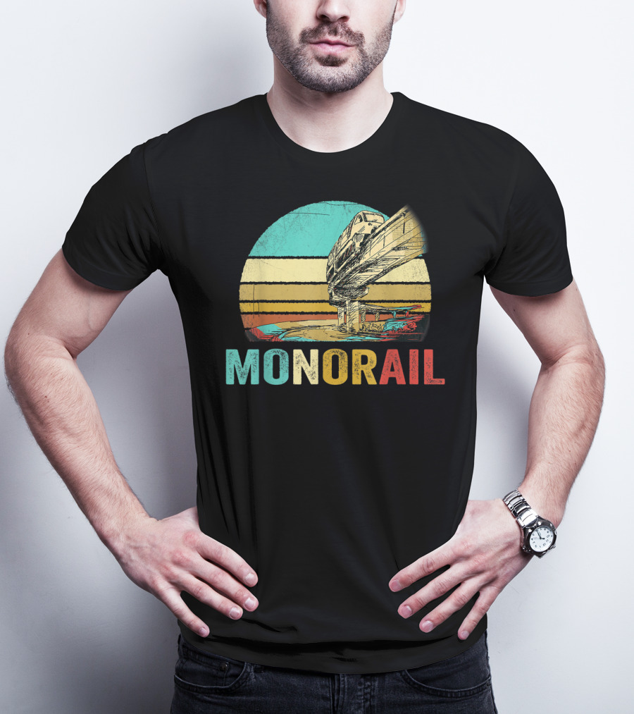 Monorail Retro Colorful Sunset T-Shirt