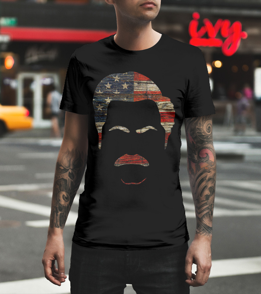 Vintage Wooden American Flag Face T-Shirt