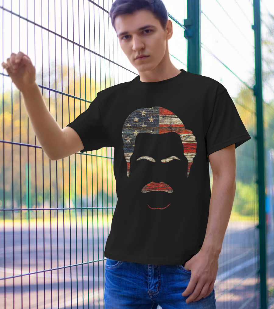 Vintage Wooden American Flag Face T-Shirt