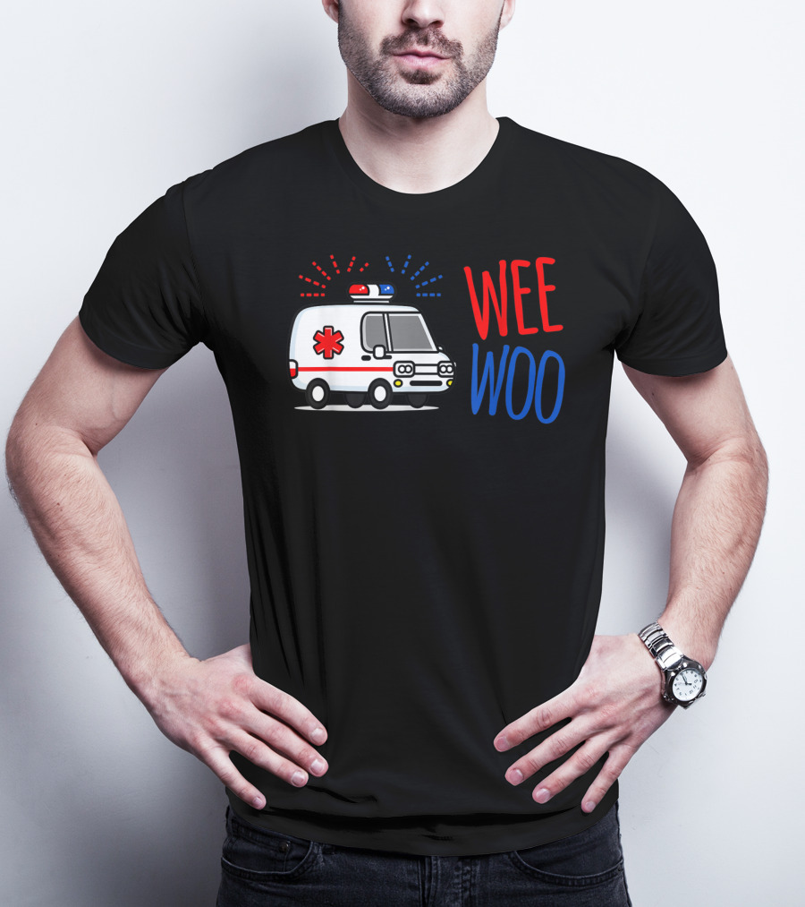 WEE WOO Ambulance EMT Paramedic AMR Emergency Response T-Shirt