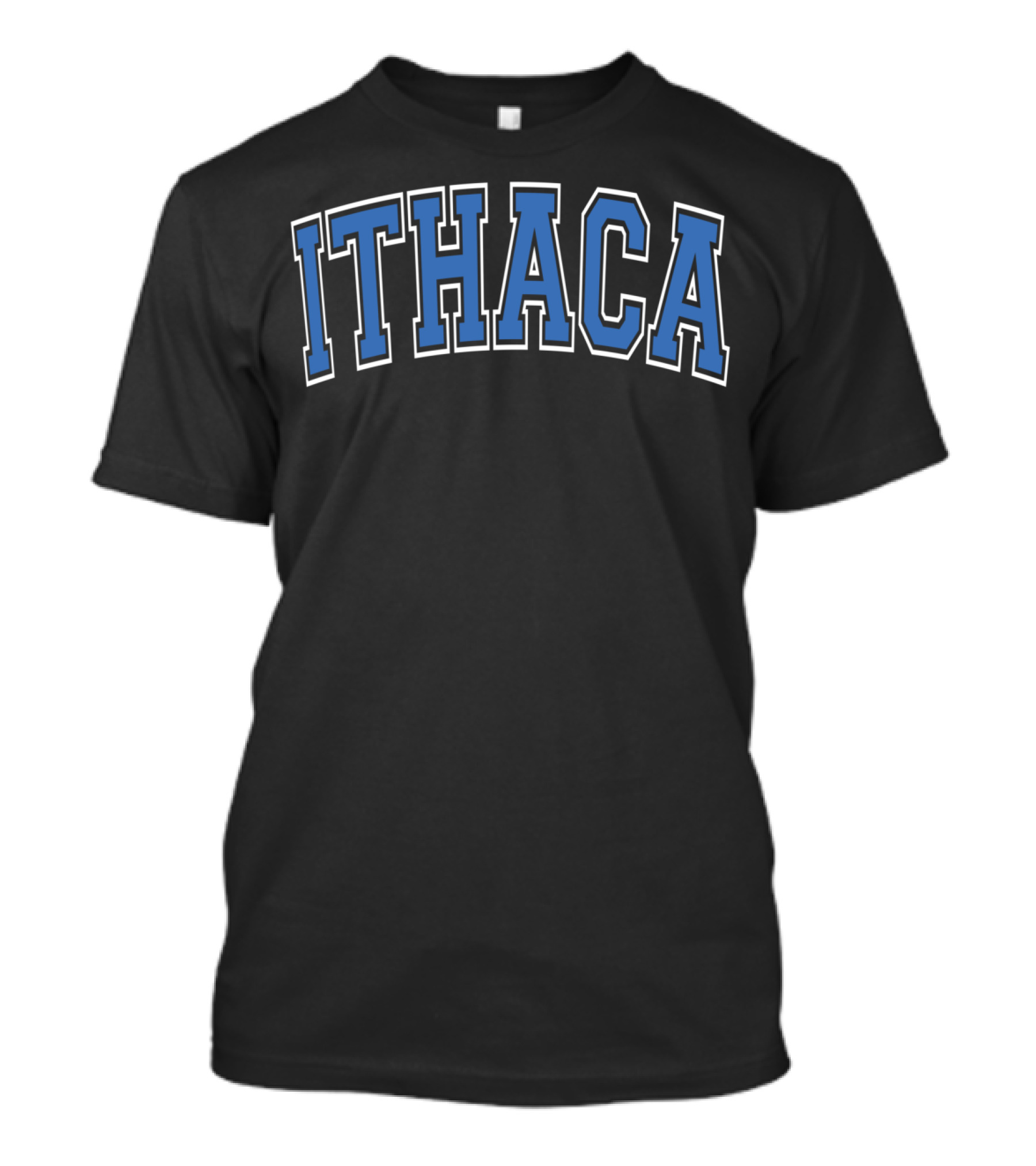 Ithaca Blue Varsity College Style Arch Text T-Shirt
