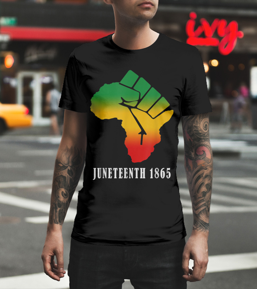Juneteenth 1865 Ancestors Black African Map American Fist T-Shirt