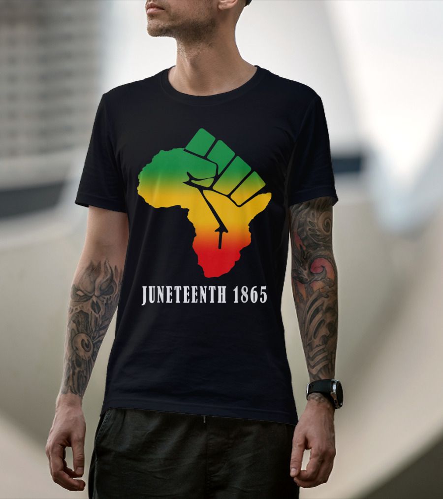 Juneteenth 1865 Ancestors Black African Map American Fist T-Shirt