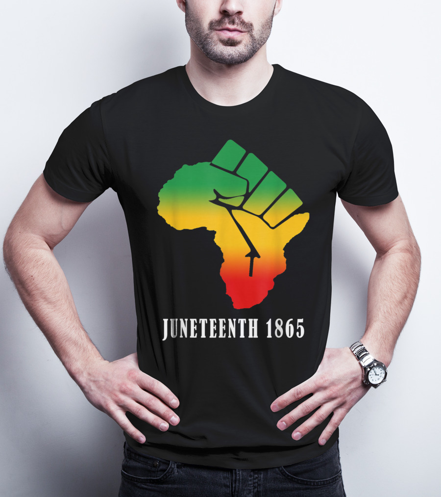Juneteenth 1865 Ancestors Black African Map American Fist T-Shirt