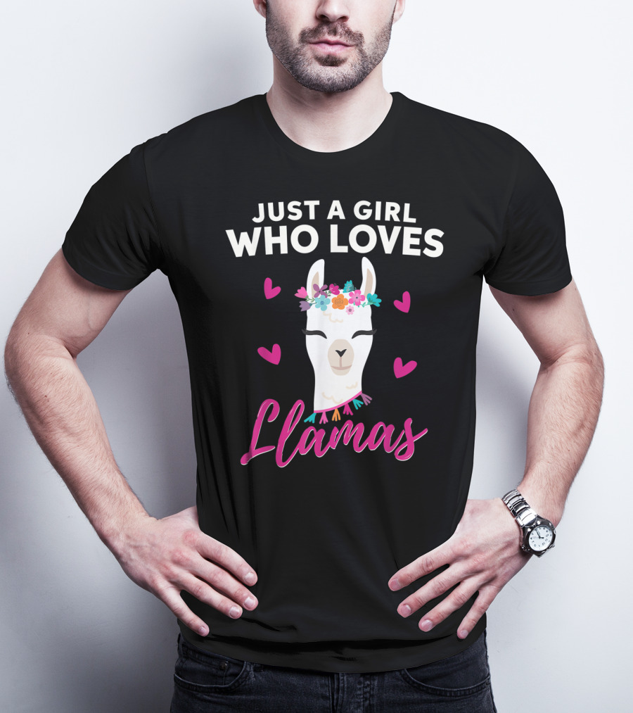 Just A Girl Who Loves Llamas With Heart Love Motif T-Shirt