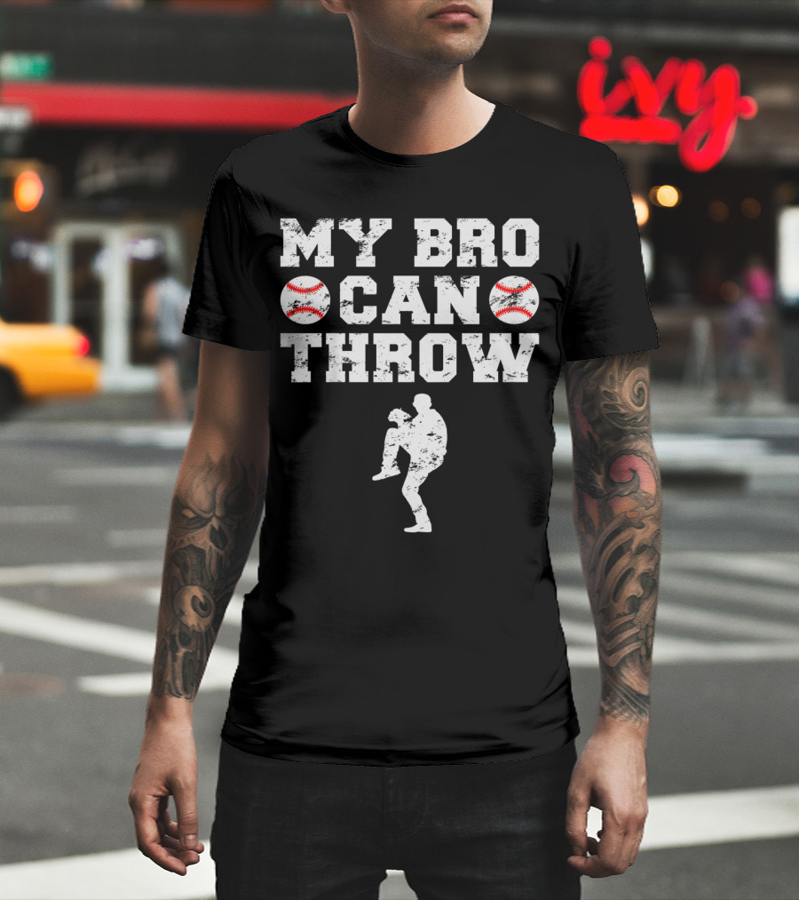 My Bro Can Throw Baseball Cute Funny Cool Brother Sister Kids T-Shirt