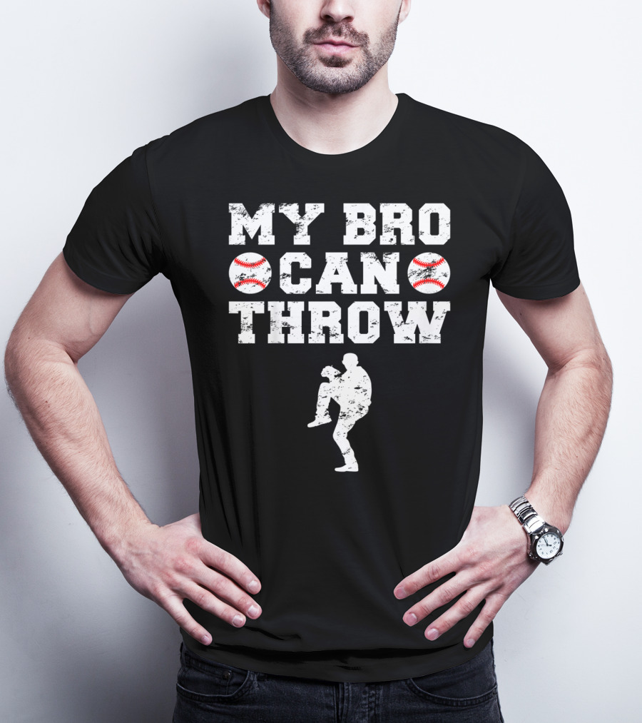 My Bro Can Throw Baseball Cute Funny Cool Brother Sister Kids T-Shirt