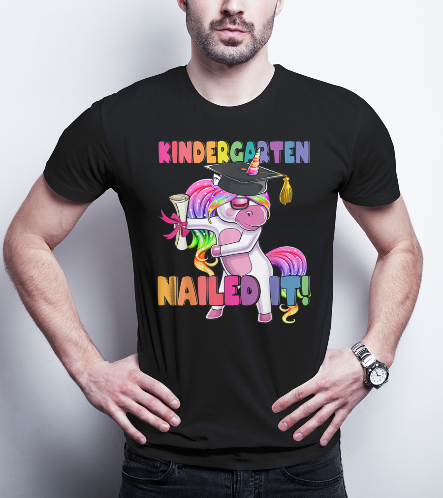 Kindergarten Nailed It Flossing Unicorn Graduation T-Shirt