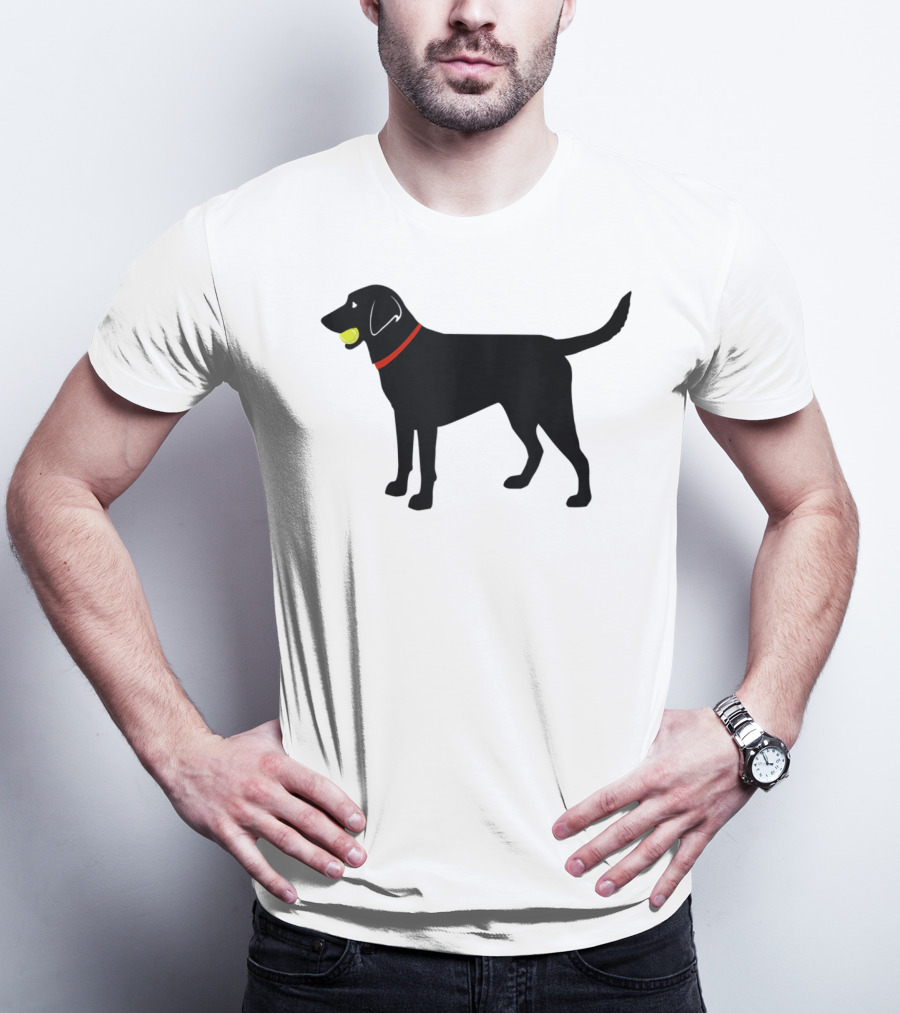 Labrador Retriever Black Lab With Tennis Ball And Red Collar Play Ball T-Shirt