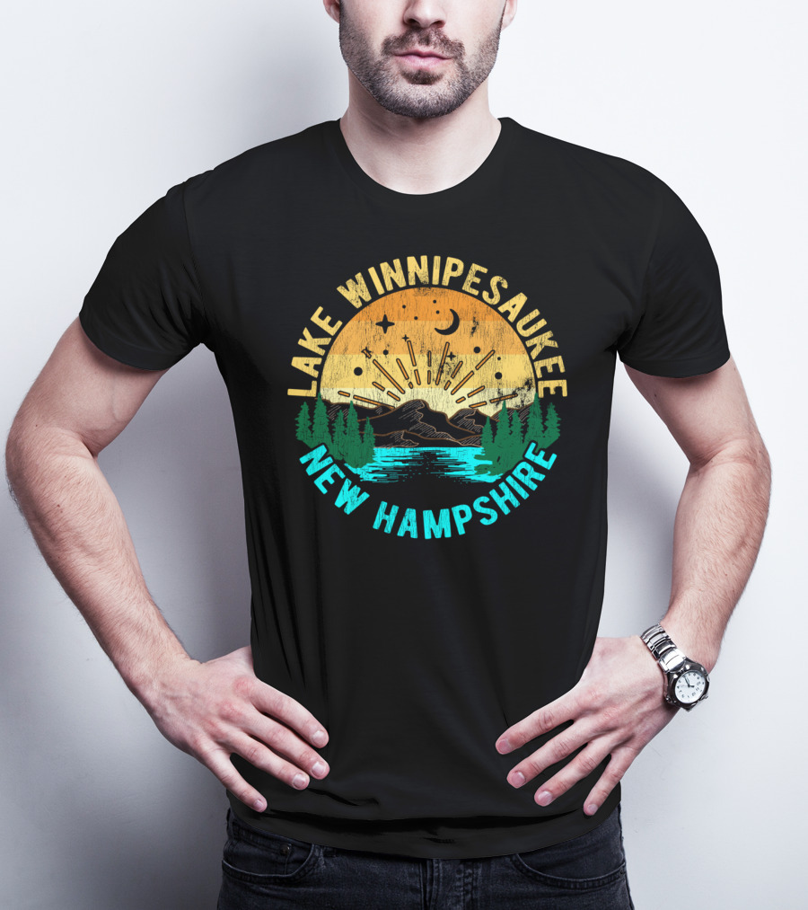 Lake Winnipesaukee New Hampshire Sunset Mountain Scene T-Shirt
