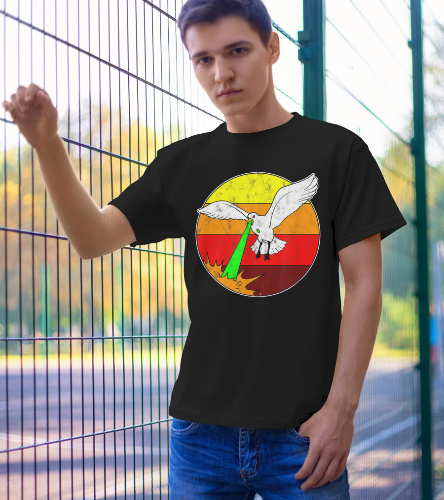 Laser Seagull Retro Sunset Funny Bird T-Shirt