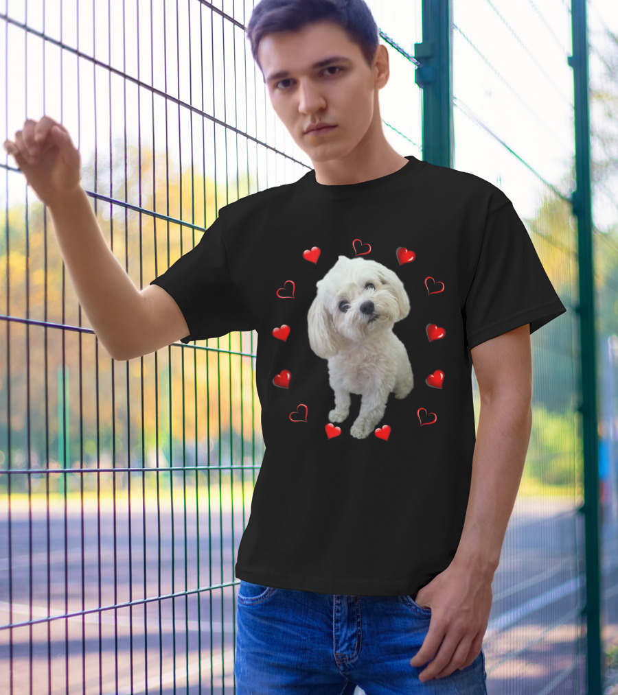 Maltese Dog Lover Puppy Owner Maltipoo Mix Fans Heart T-Shirt