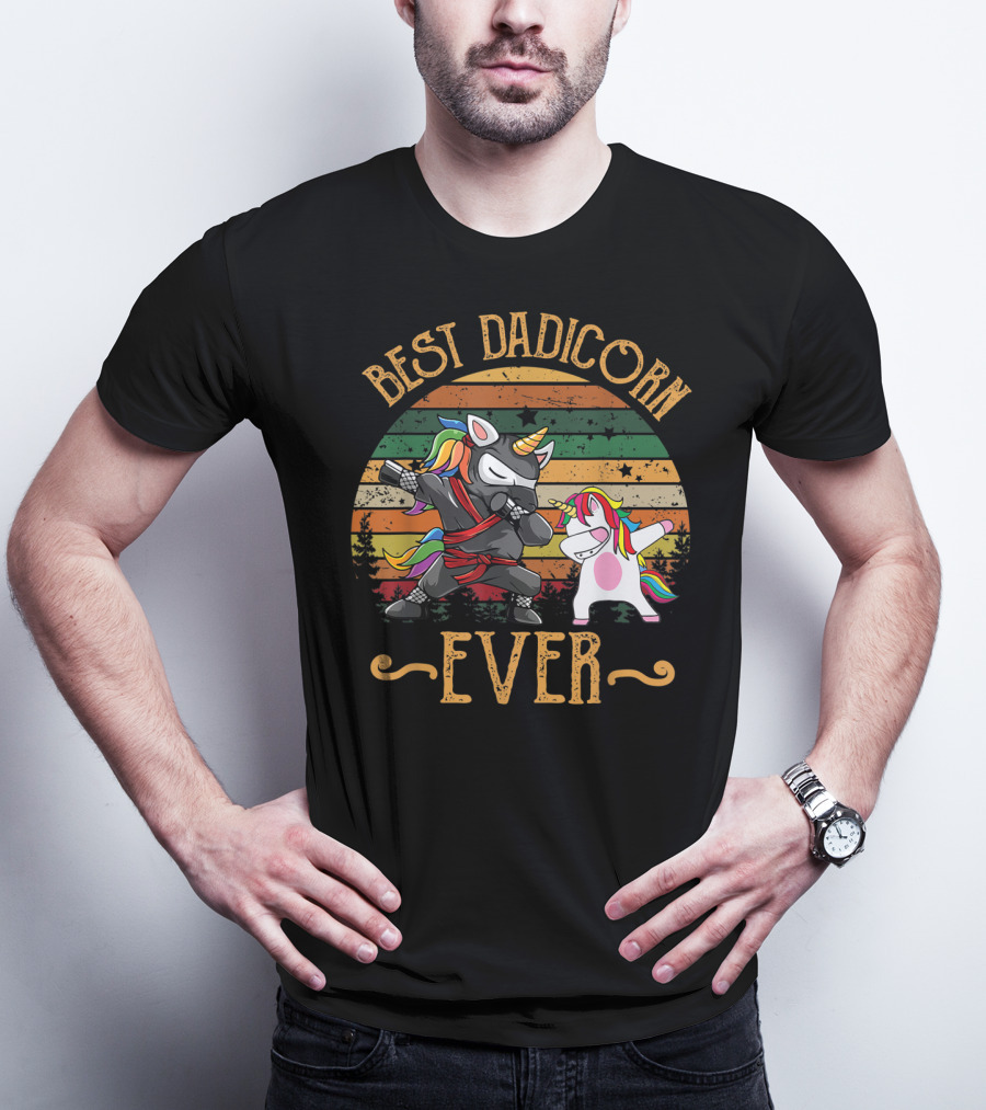 Best Dadicorn Ever Unicorn Dad Baby Fathers T-Shirt