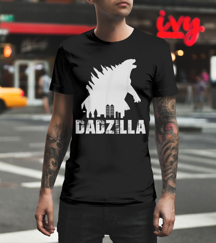 Kidzilla And Dadzilla Funny Matching Fathers City Skyline Monster T-Shirt