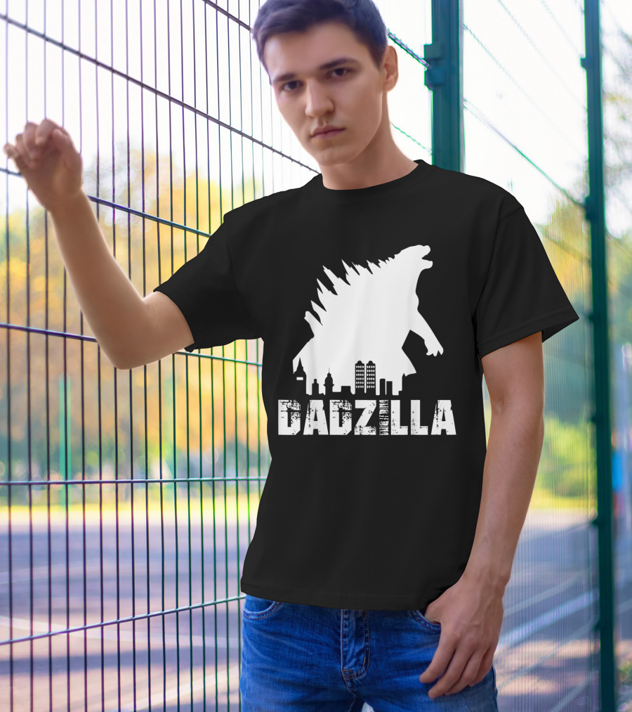 Kidzilla And Dadzilla Funny Matching Fathers City Skyline Monster T-Shirt