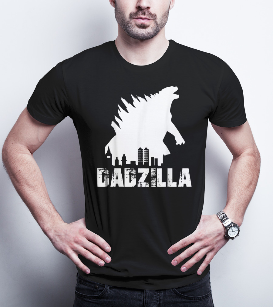 Kidzilla And Dadzilla Funny Matching Fathers City Skyline Monster T-Shirt