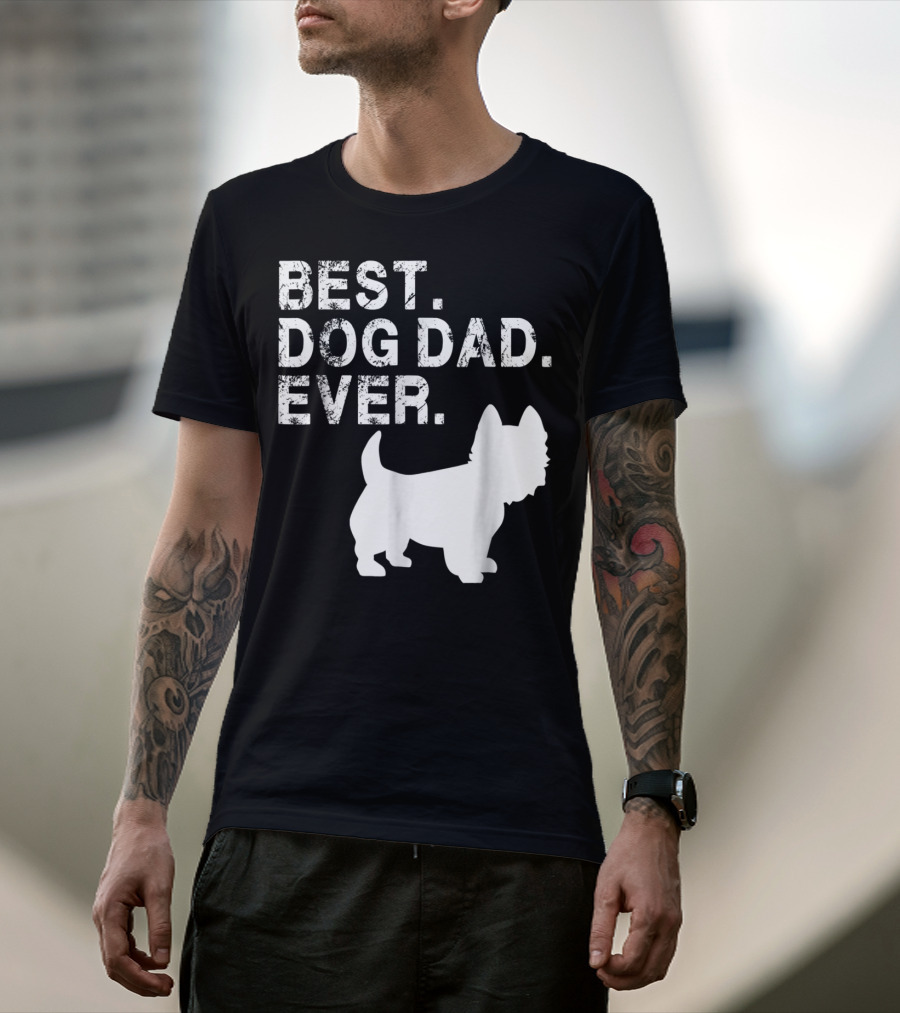 Mens Grunge Best Dog Dad Ever Westie T-Shirt