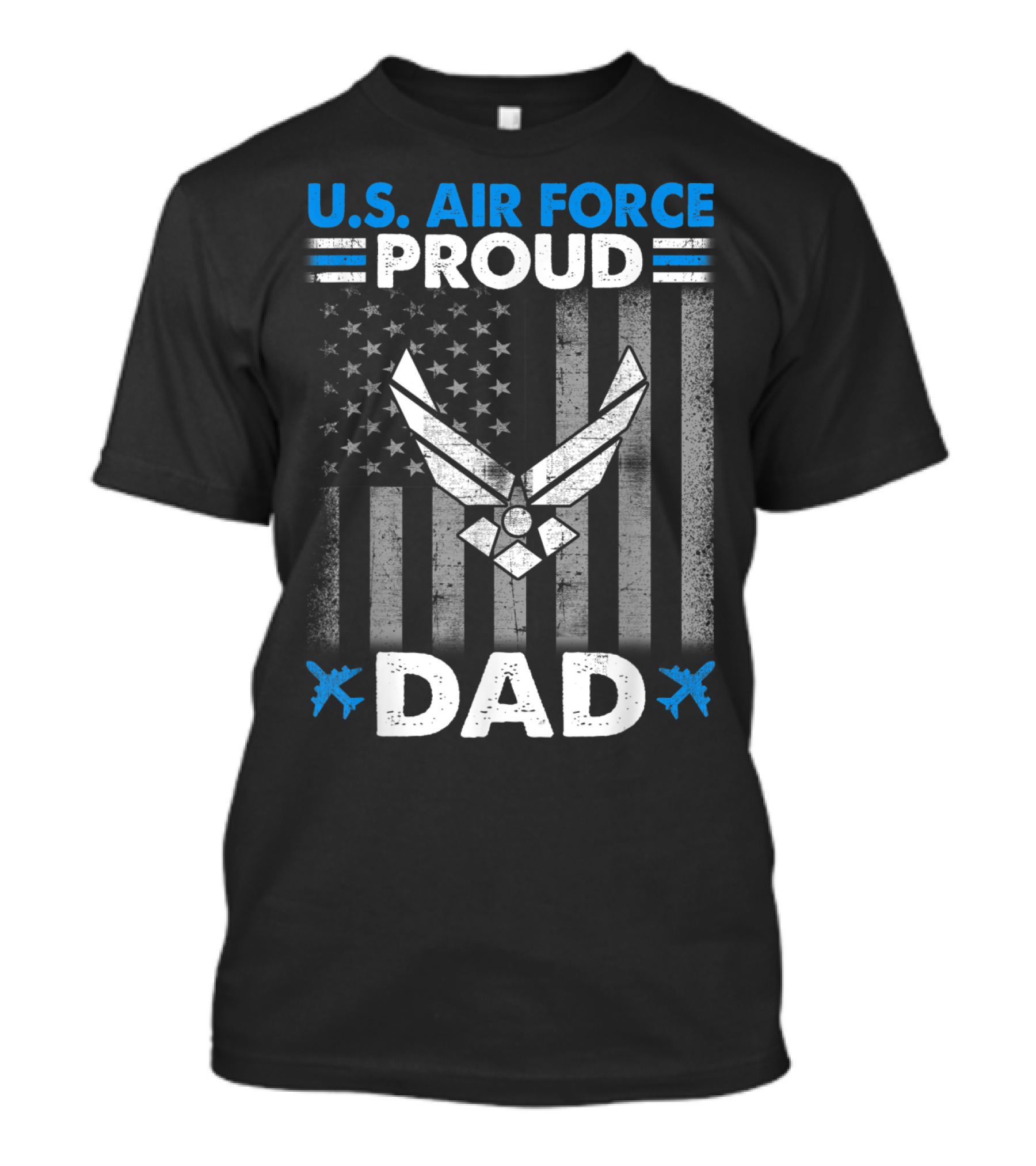 U.S. Air Force Proud Dad American Flag Emblem T-Shirt