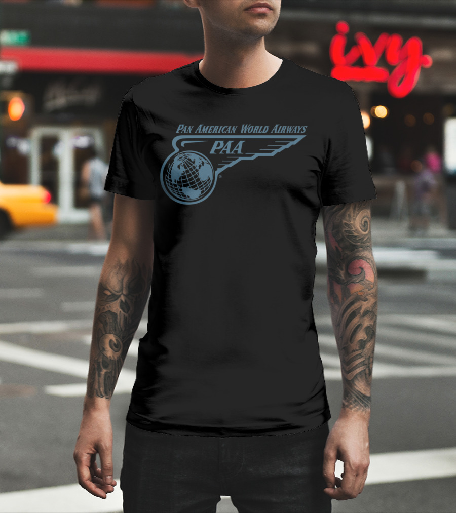 Pan American World Airways PAA Wing And Globe T-Shirt