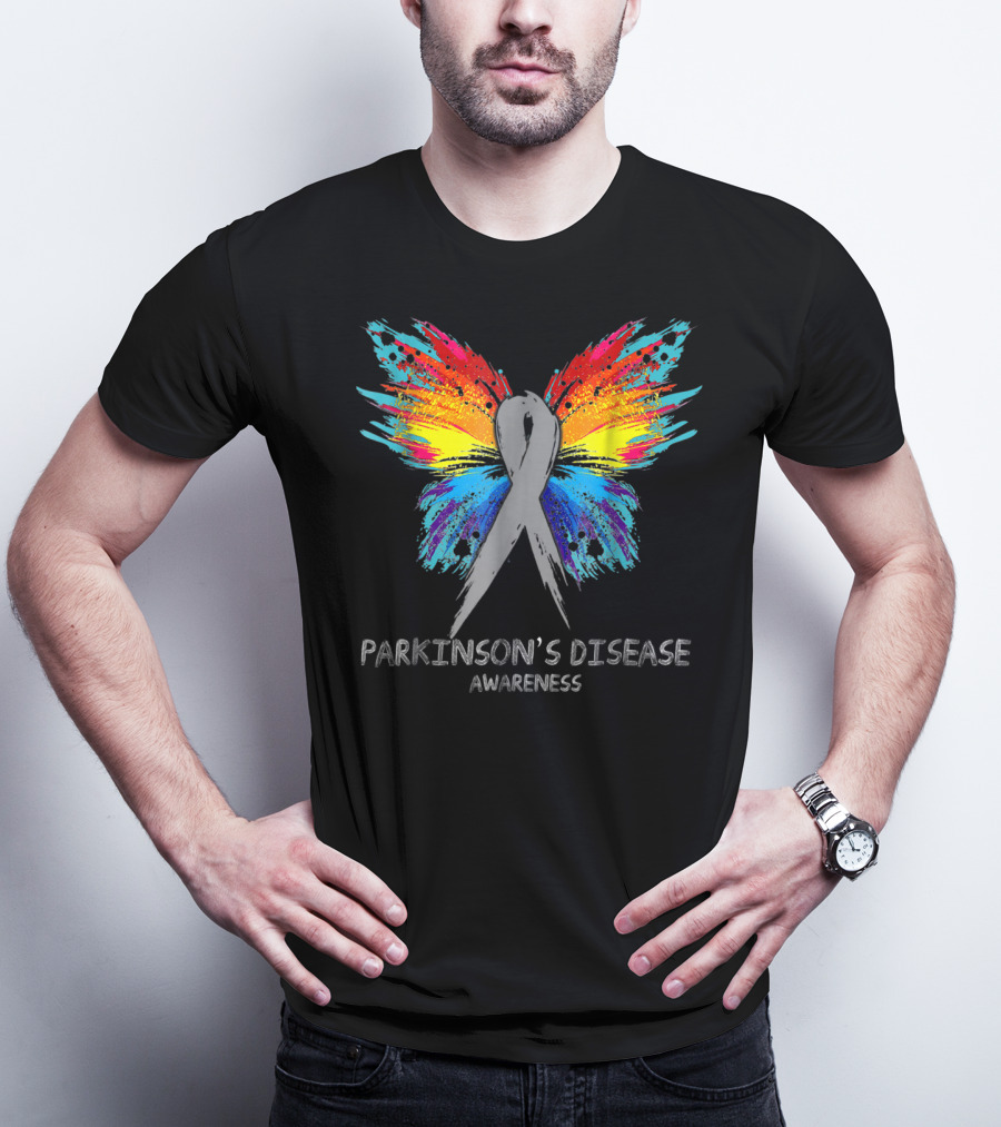 PARKINSON'S DISEASE Awareness Butterfly Rainbow T-Shirt