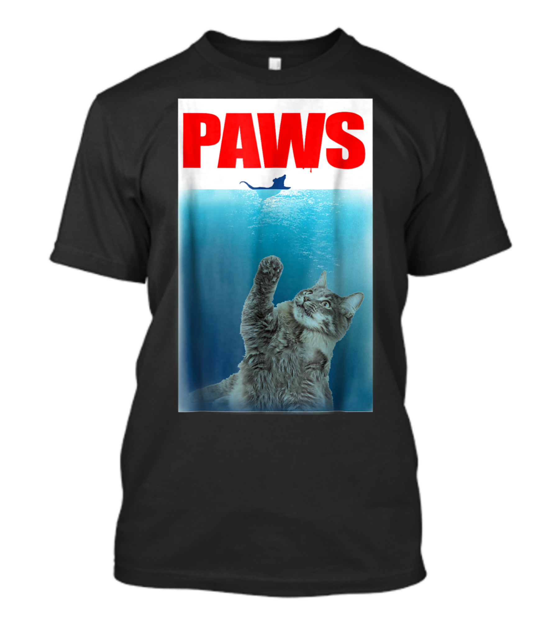 Paws Cat And Mouse Jaws Parody For Funny Cat Lover T-Shirt