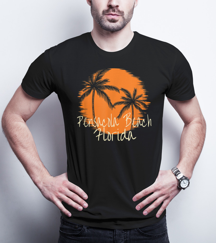 Pensacola Beach Florida Vacation Souvenir Sun Palm Trees T-Shirt