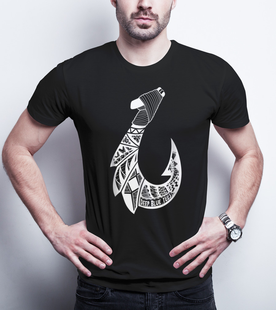 Tribal Hawaiian Hook By Deep Blue T-Shirt