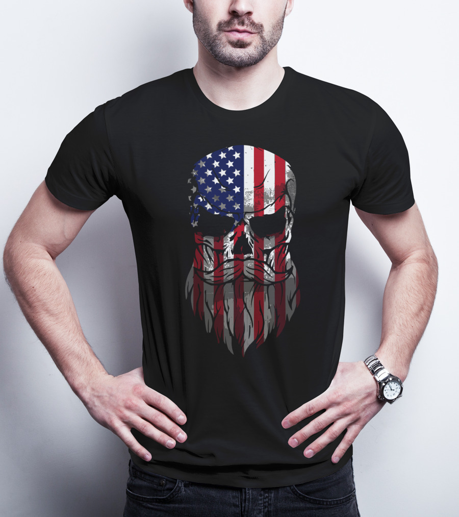 American Beard Skull T-Shirt