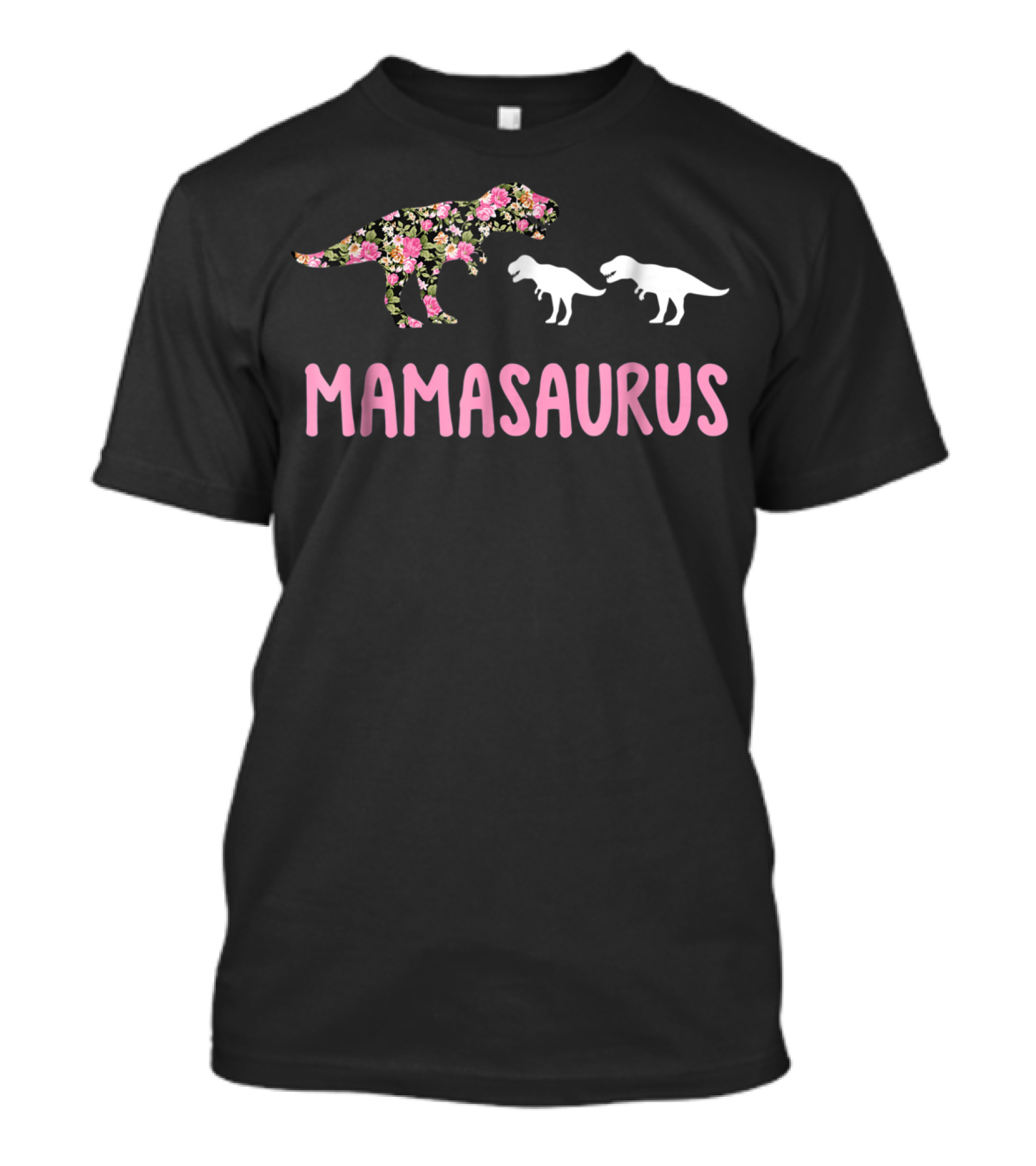 Mamasaurus Floral Dinosaur With Baby Dinosaurs T-Shirt