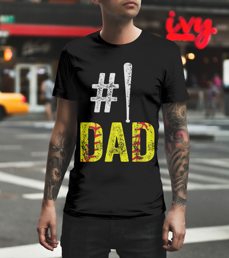 1 Dad Baseball Softball Funny Daddy T-Shirt