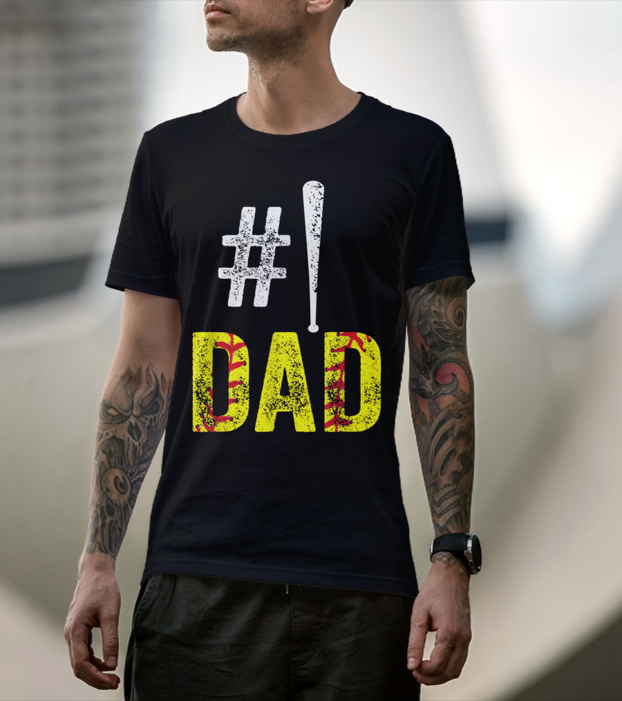 1 Dad Baseball Softball Funny Daddy T-Shirt