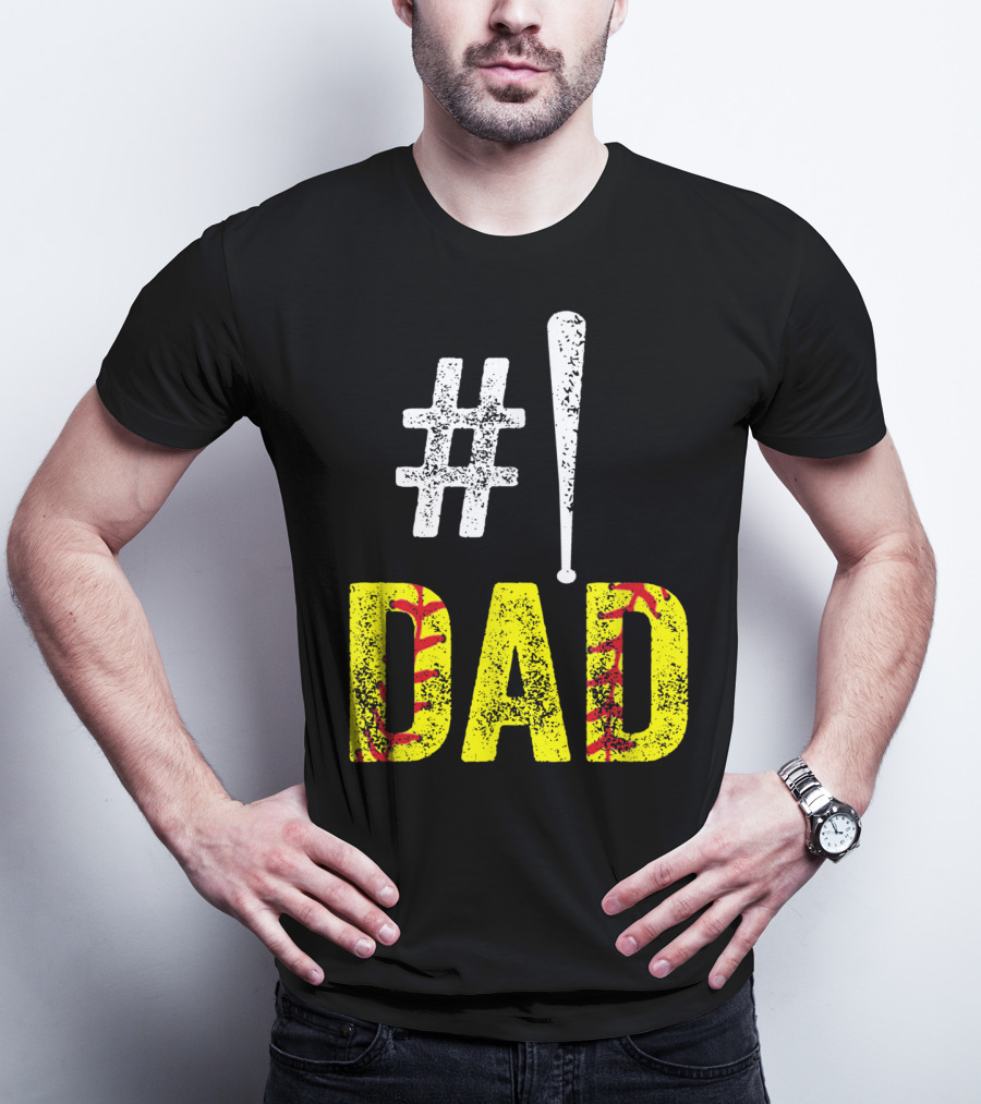 1 Dad Baseball Softball Funny Daddy T-Shirt