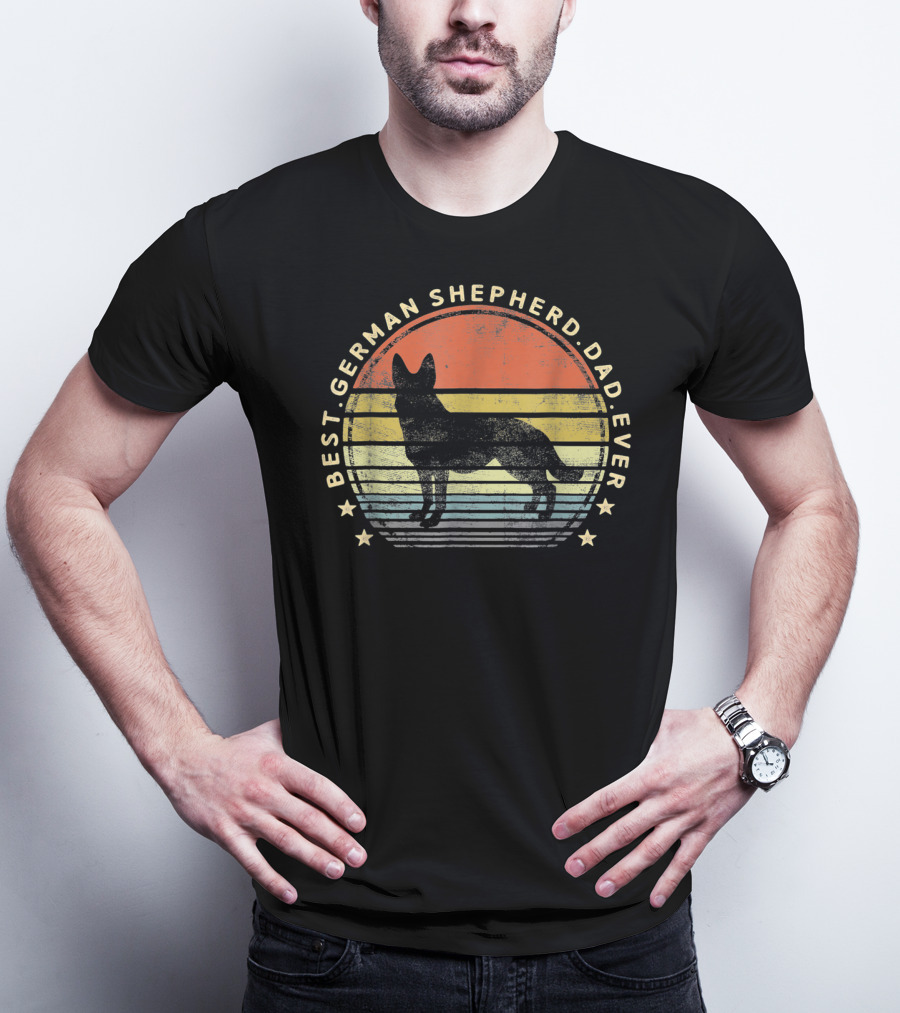 Mens Best German Shepherd Dad Ever Retro T-Shirt
