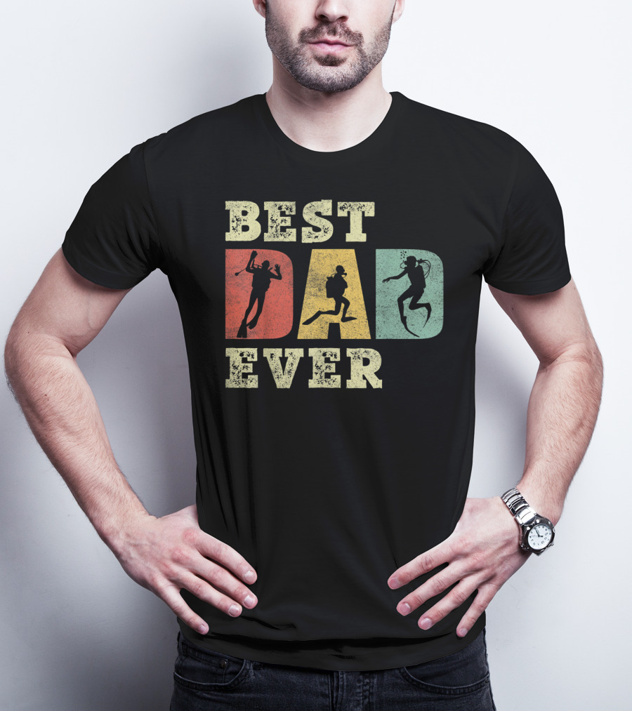 Mens Best Dad Ever With Scuba Diving T-Shirt