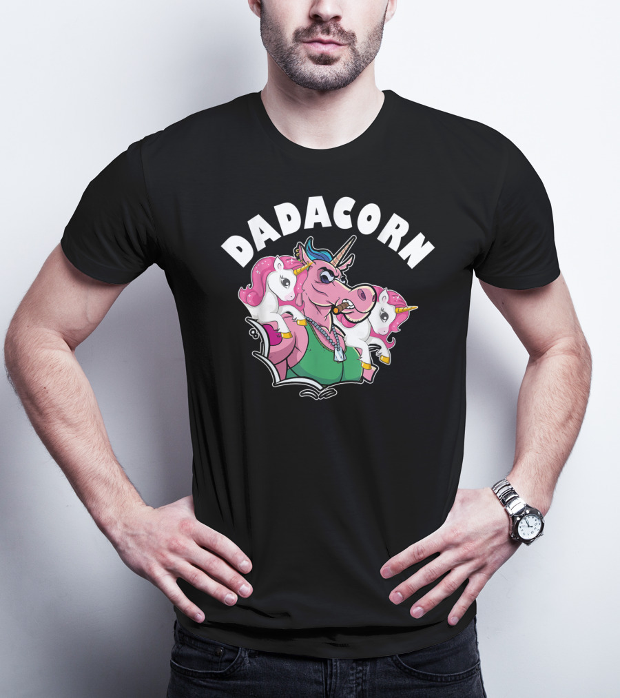 DADACORN Mens Funny Twin Dad Unicorn T-Shirt