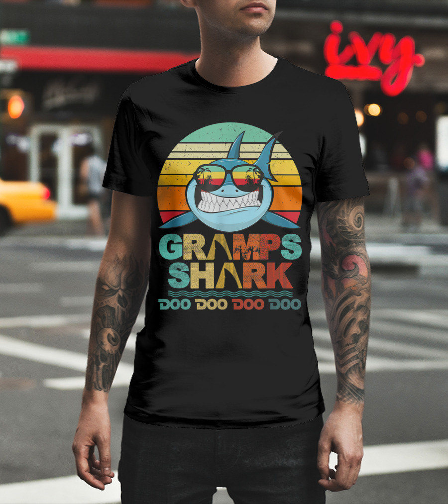 Gramps Shark Doo Doo Doo Doo Mens Vintage Funny T-Shirt