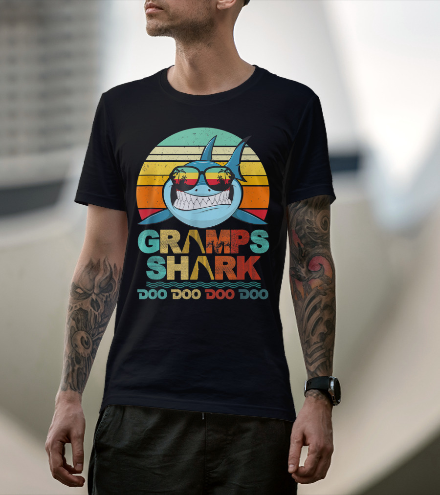 Gramps Shark Doo Doo Doo Doo Mens Vintage Funny T-Shirt