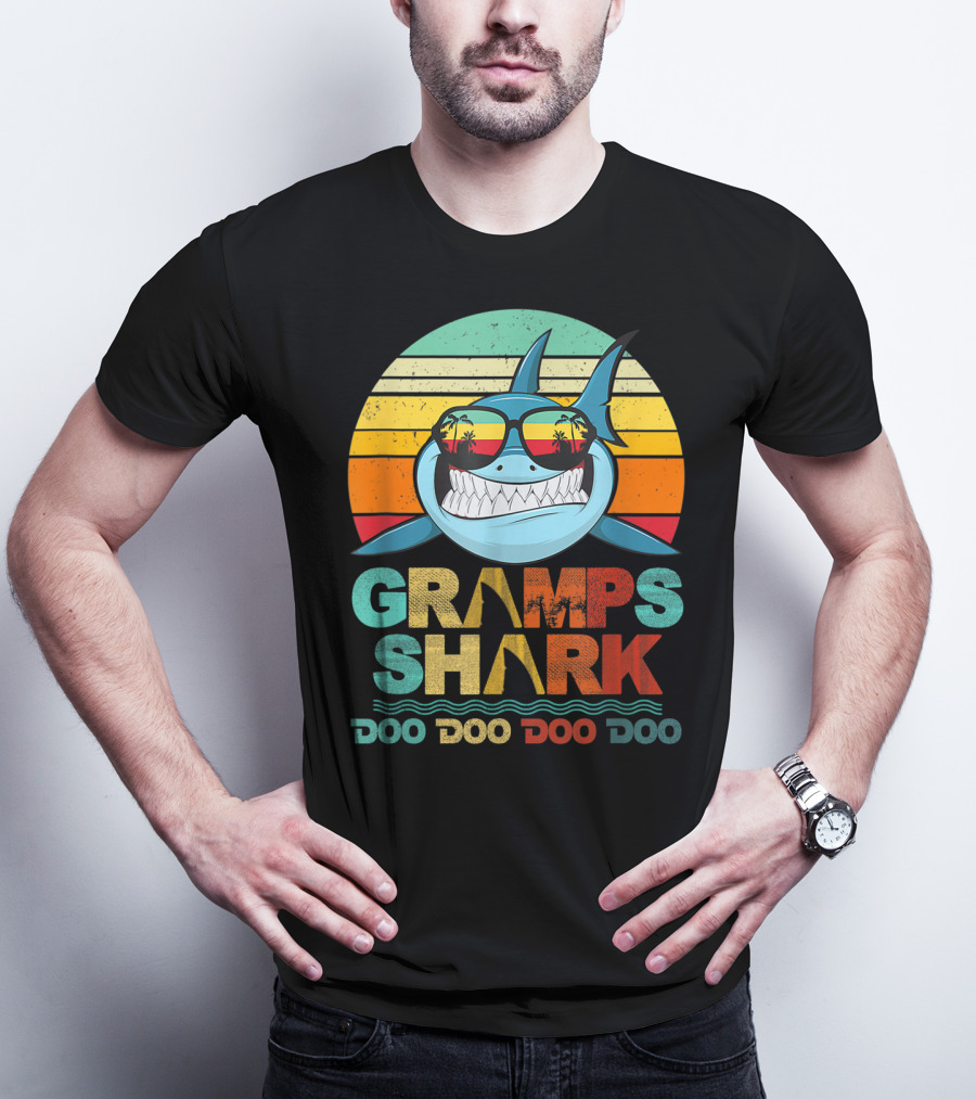Gramps Shark Doo Doo Doo Doo Mens Vintage Funny T-Shirt