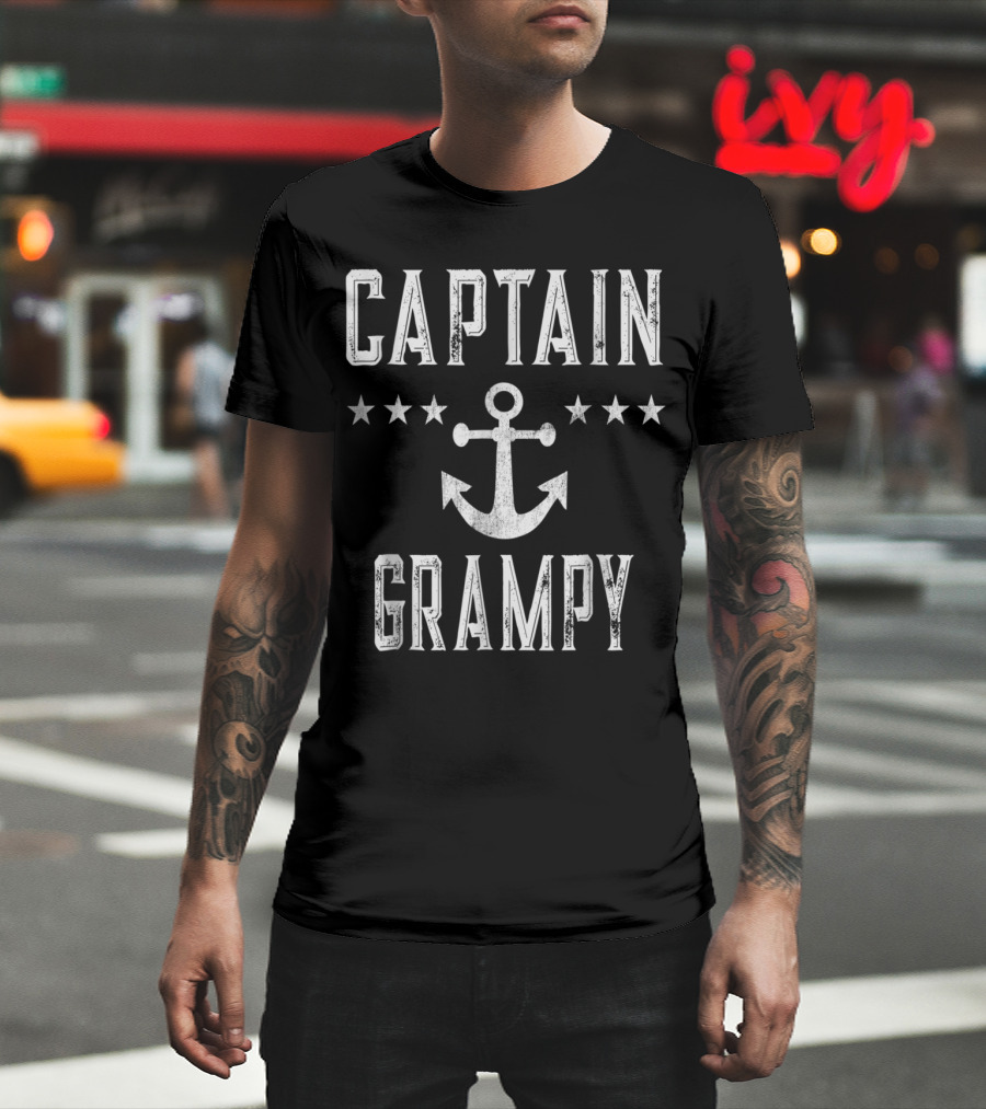 Captain Grampy Vintage Anchor Stars Family Cruise T-Shirt