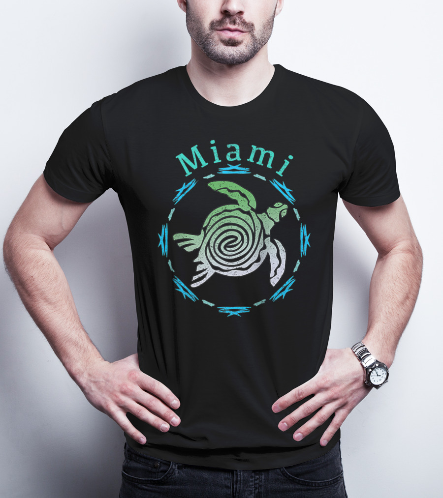 Miami Spiral Tribal Turtle Vintage Raglan T-Shirt