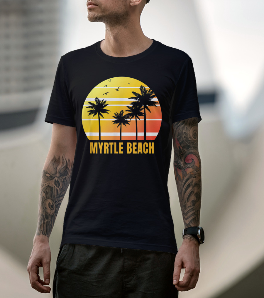Myrtle Beach South Carolina Palm Trees Sunset Vacation Souvenir T-Shirt