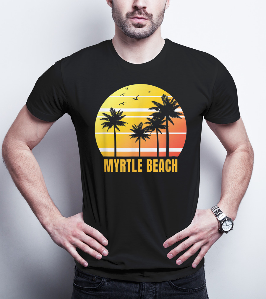 Myrtle Beach South Carolina Palm Trees Sunset Vacation Souvenir T-Shirt