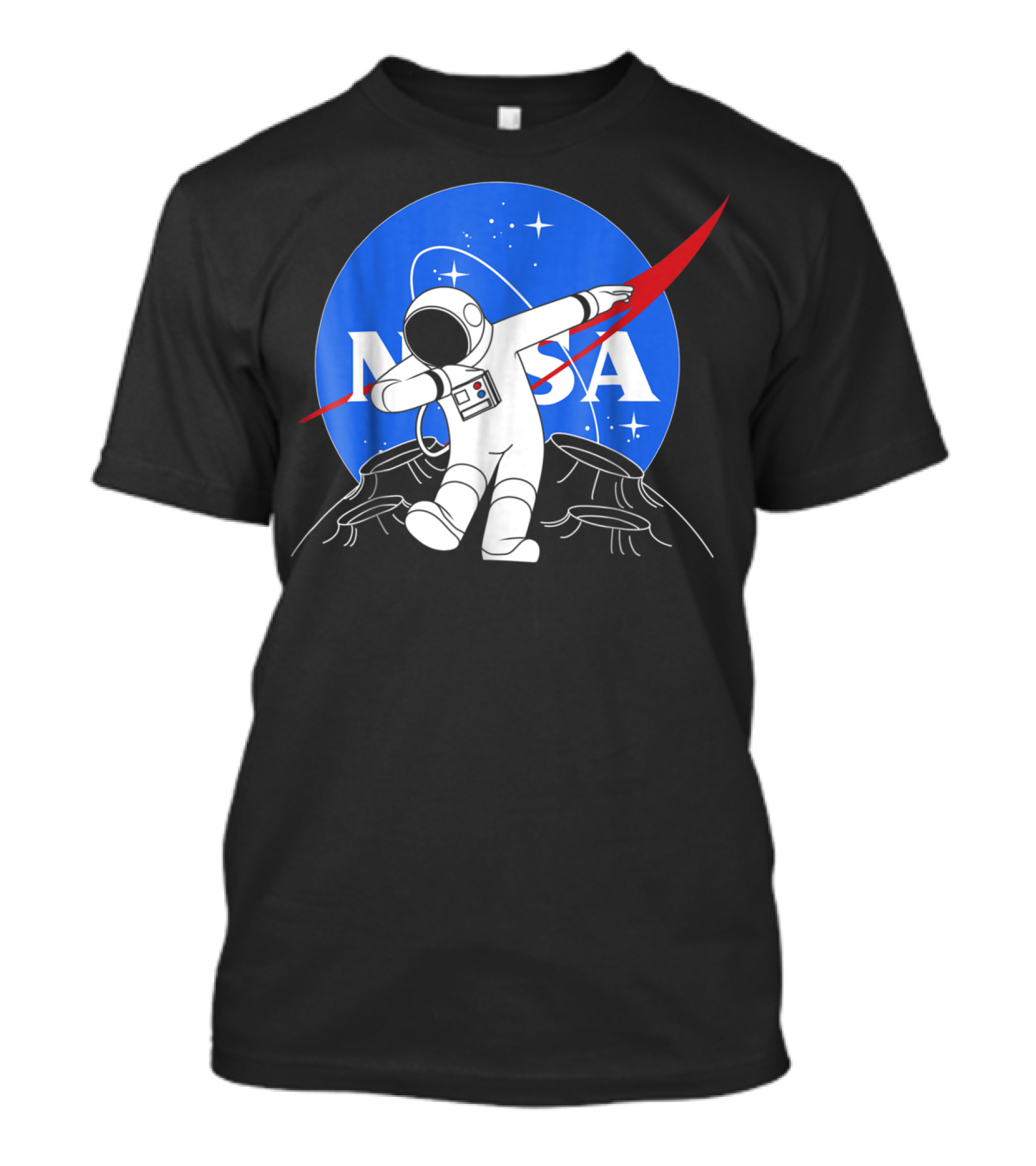 NASA Astronaut Dab On The Moon Iconic Logo Parody Spacewalk Scene T-Shirt