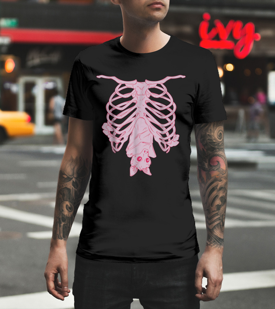 Nu Goth Pastel Bat With Skeleton Aesthetic T-Shirt