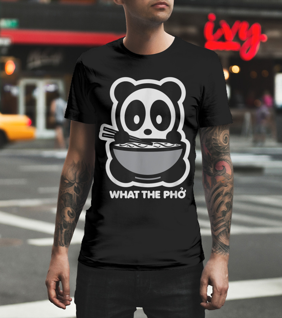Panda What The Pho Bambu Brand Bear Eating Noodles T-Shirt