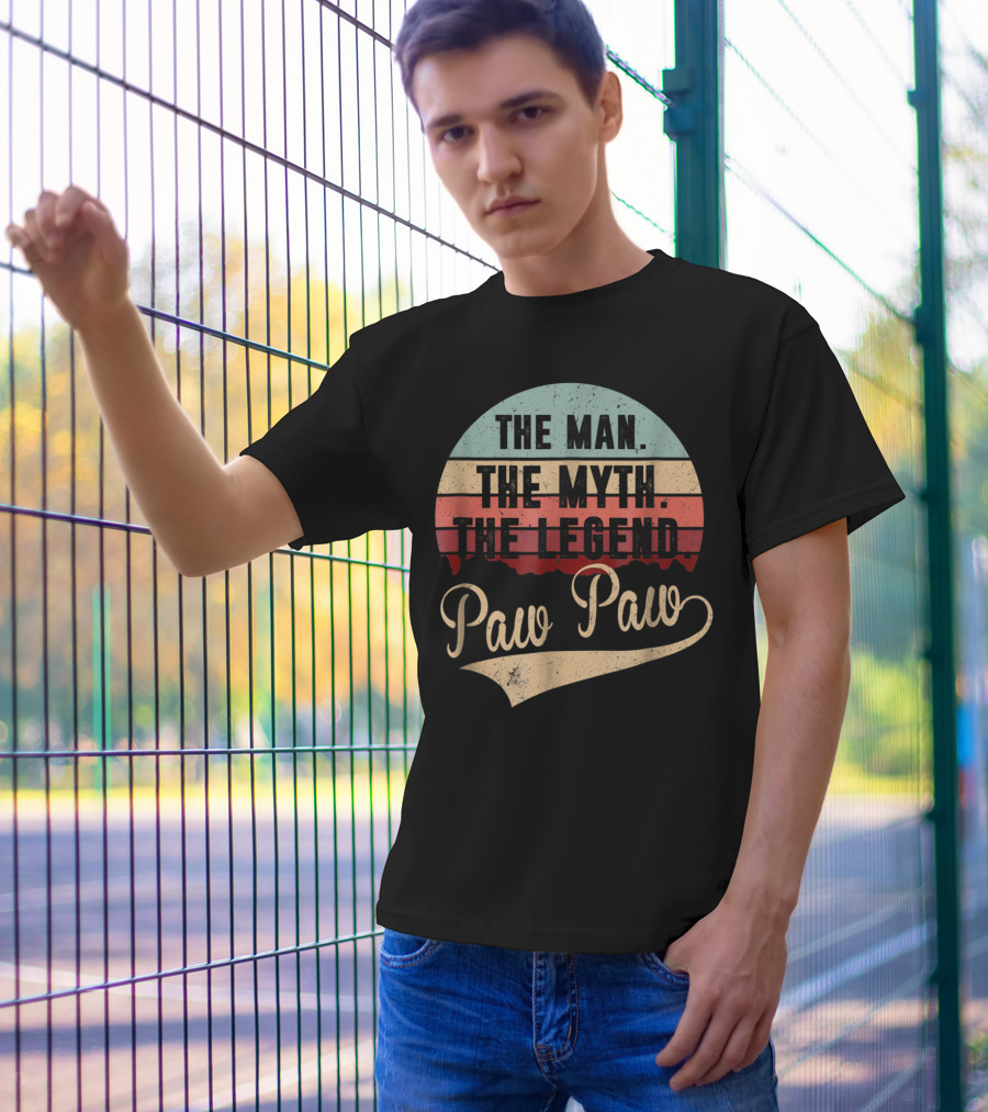 Paw Paw The Man The Myth The Legend Retro Vintage Sunset T-Shirt